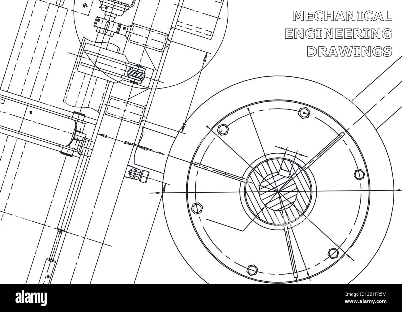 Cover, flyer, banner. Vector engineering illustration. Blueprint ...