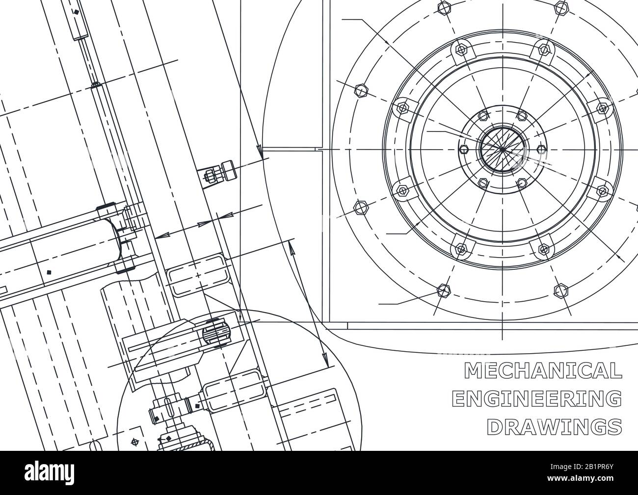 Vector banner. Engineering drawings. Mechanical instrument making ...