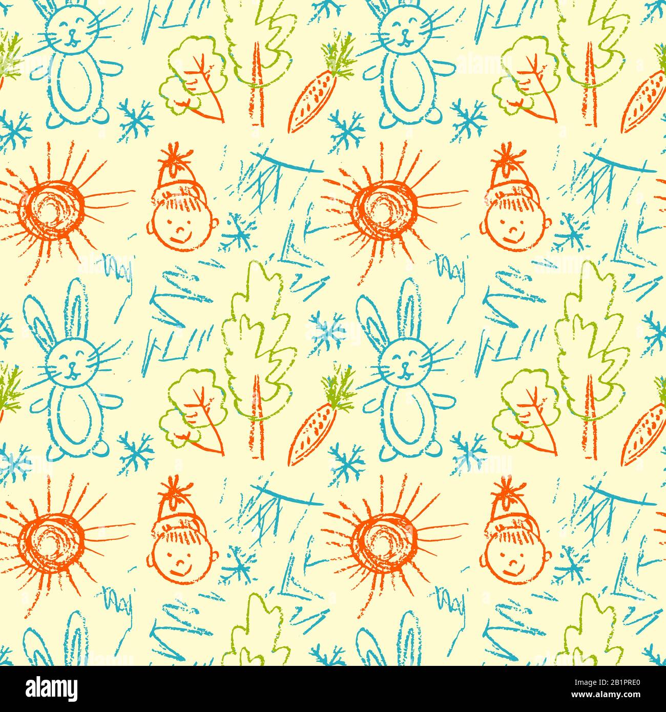 Cute stylish seamless pattern. Draw pictures, doodle. Beautiful and ...