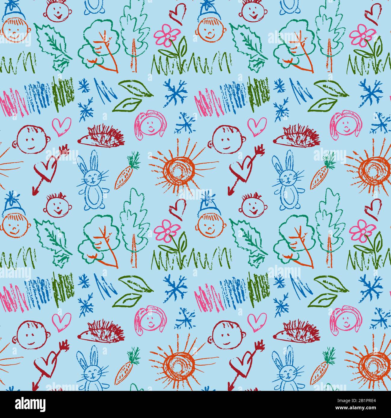 Cute stylish seamless pattern. Draw pictures, doodle. Beautiful and ...