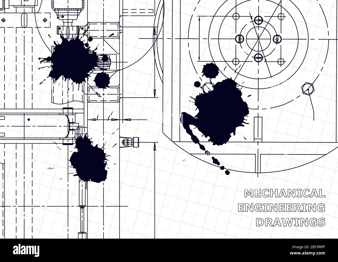Vector engineering illustration. Instrument-making drawings. Black Ink ...