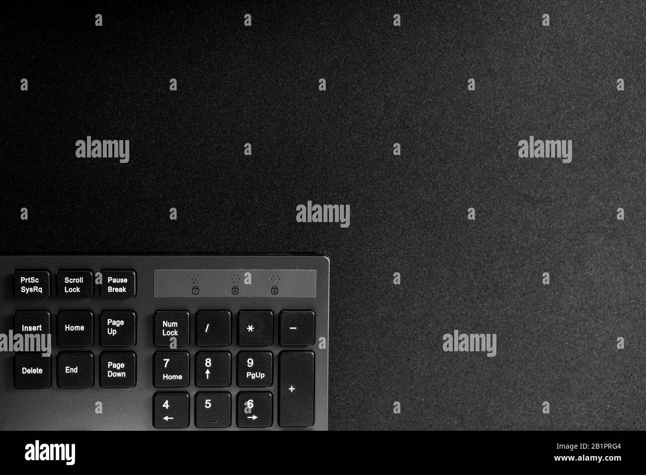 part of keyboard on black background with copy space. Gaming keyboard ...