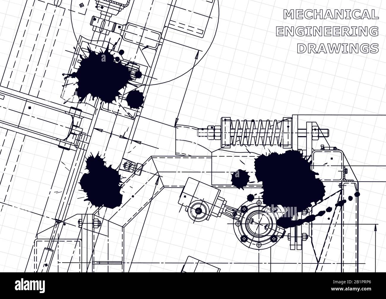Sketch. Vector engineering illustration. Computer aided design systems. Instrument-making ...