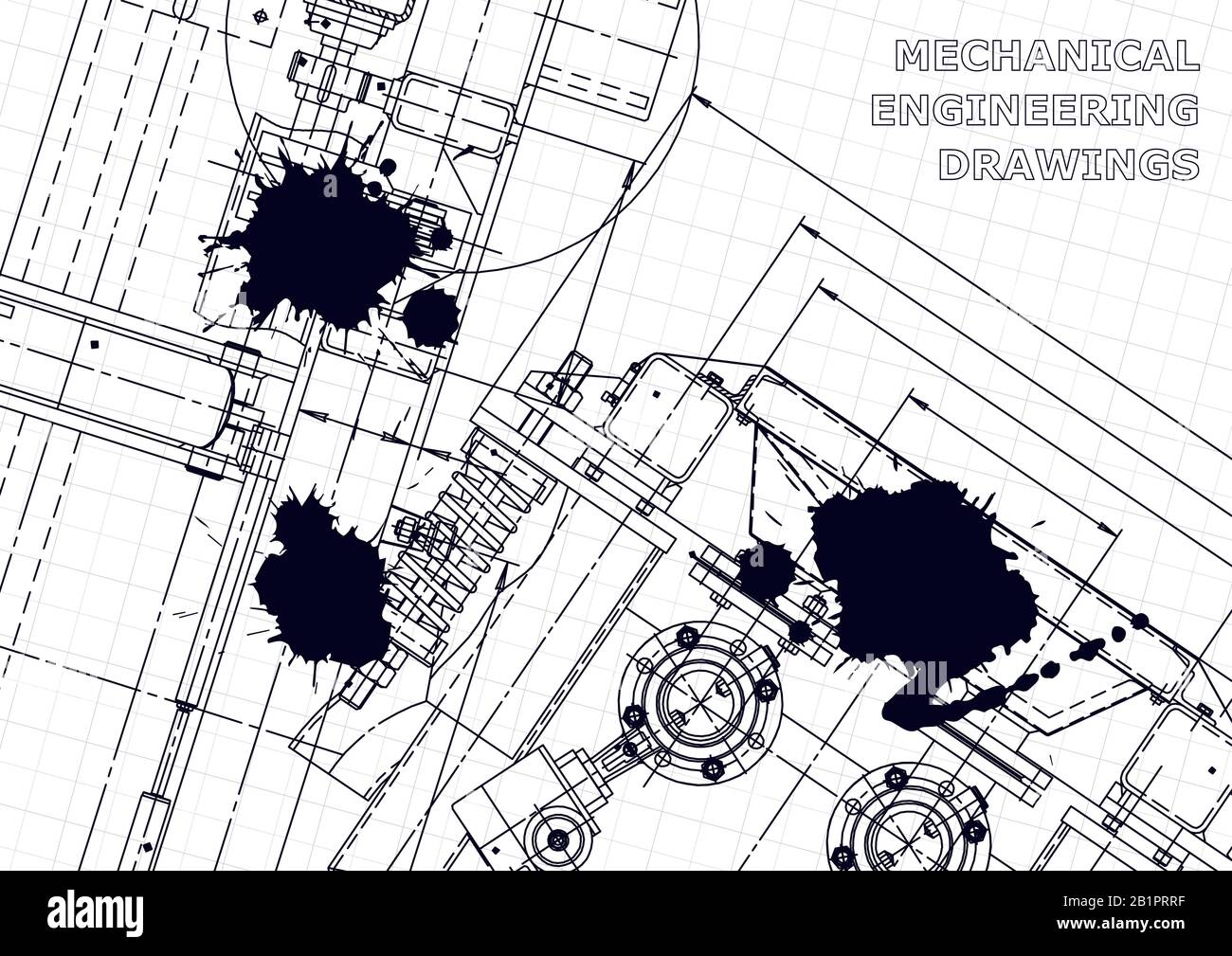 Sketch. Vector engineering illustration. Black Ink. Blots. Instrument ...