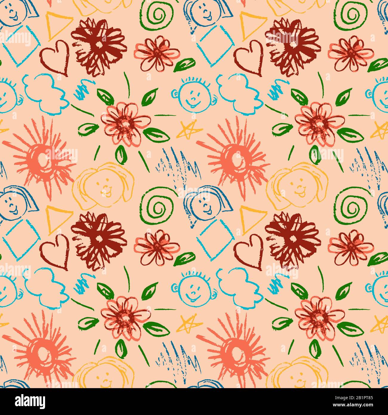 Cute stylish seamless pattern. Draw pictures, doodle. Beautiful and ...