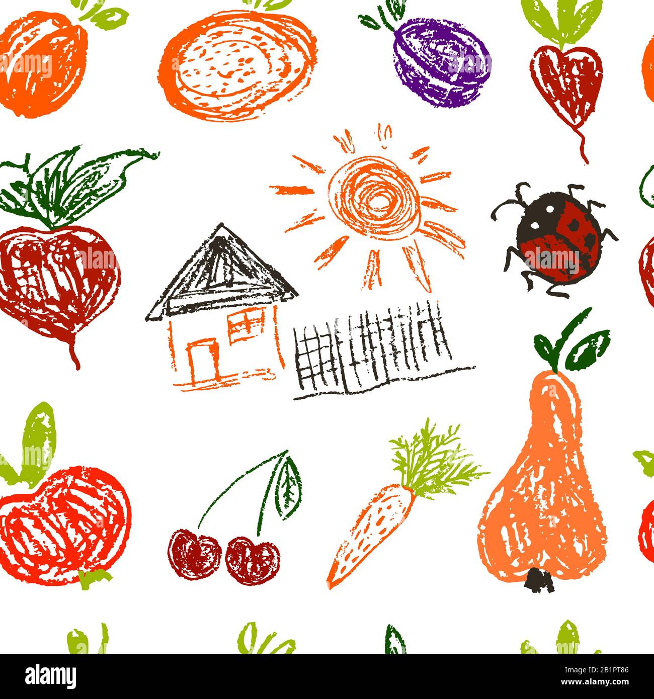 Seamless pattern. Draw pictures, doodle. Beautiful and bright design ...