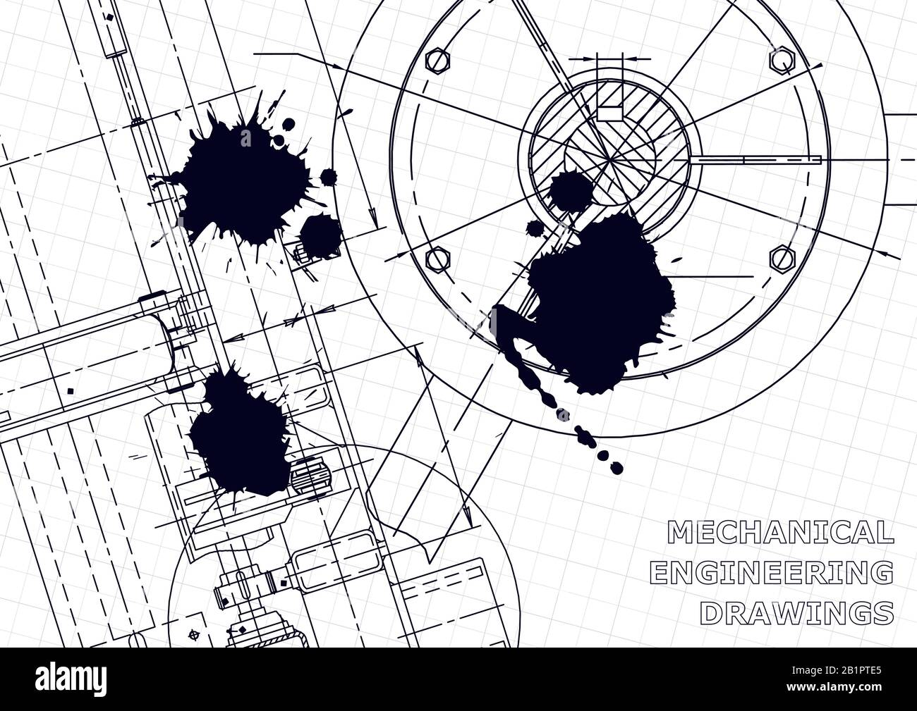 Vector banner. Engineering drawings. Mechanical instrument making ...