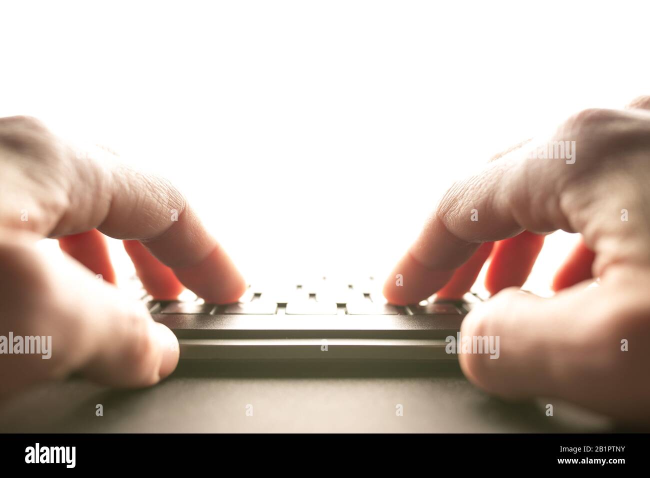 Hands typing on a keyboard close up. Quick blind typing technique Stock Photo - Alamy