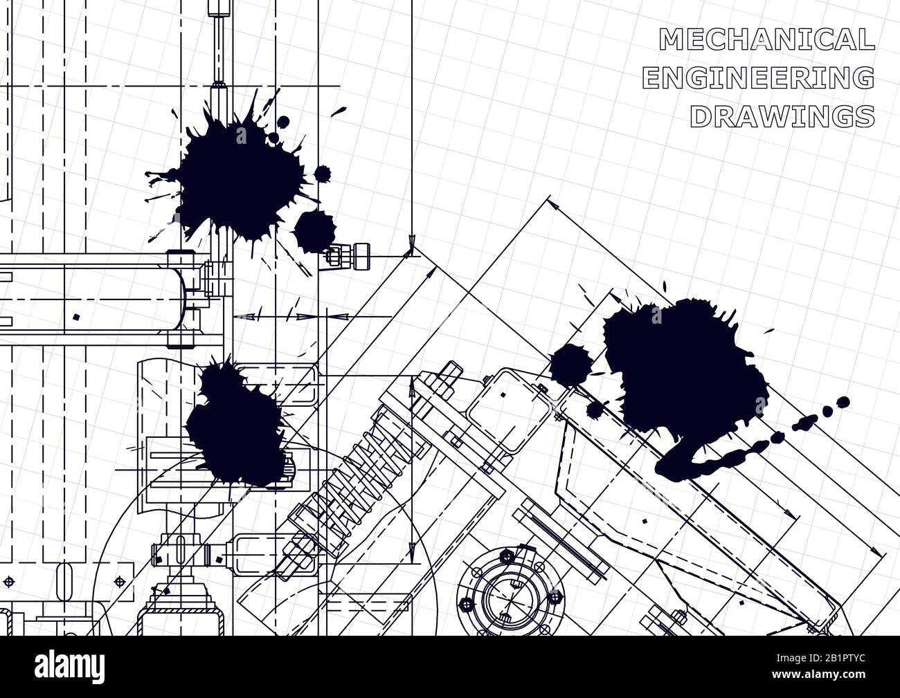 Technical abstract backgrounds. Mechanical instrument making. Black Ink ...