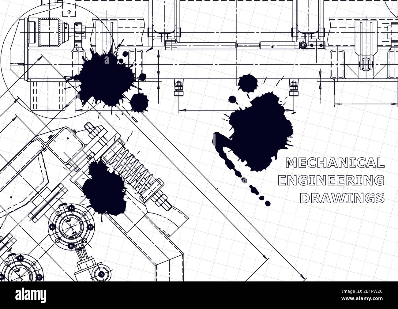Technical abstract backgrounds. Vector engineering drawings. Black Ink ...