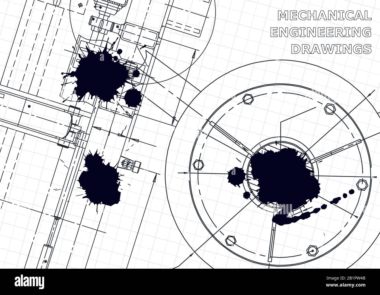 Cover, flyer. Vector engineering illustration. Blueprint. Black Ink ...