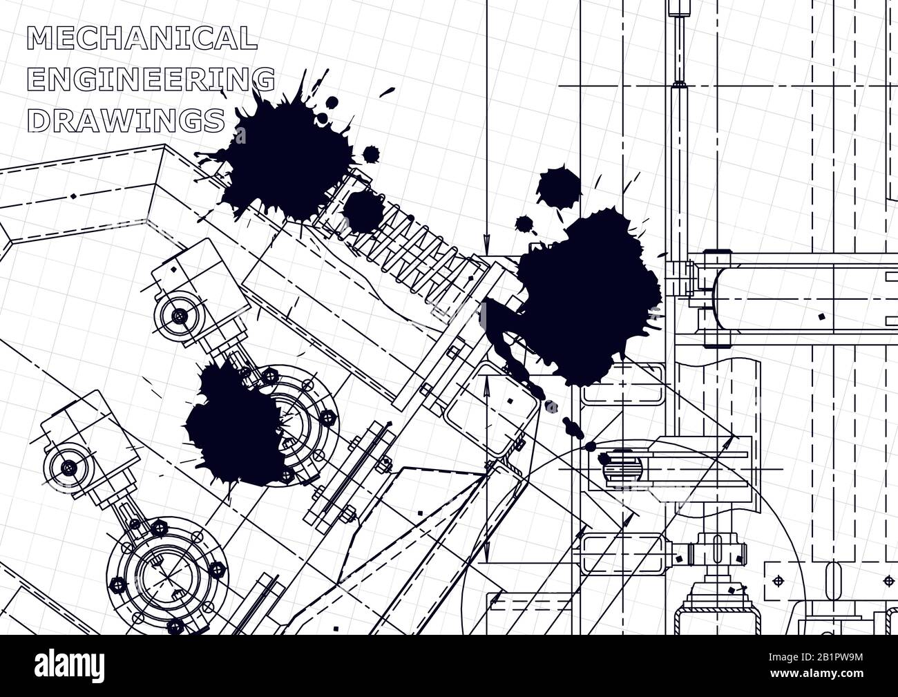 Vector engineering illustration. Mechanical engineering drawing ...