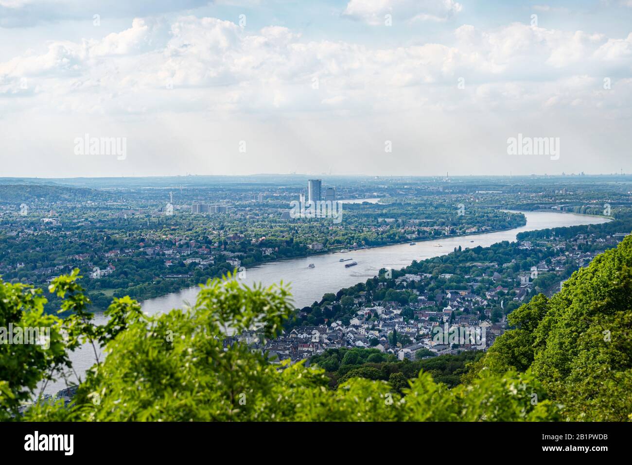 River Rhein in western Germany flowing along the city against the sky ...