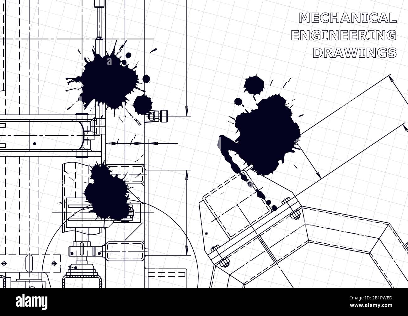Technical. Mechanical instrument making. Black Ink. Blots Stock Vector ...