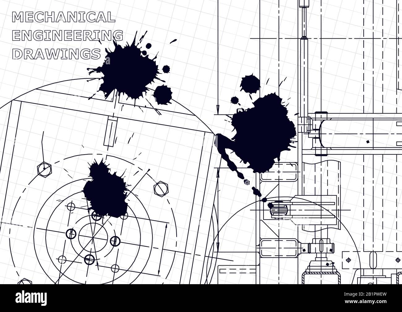 Vector engineering illustration. Instrument-making drawings. Mechanical ...