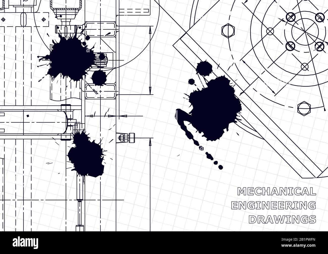 Vector engineering illustration. Instrument-making drawings. Black Ink ...