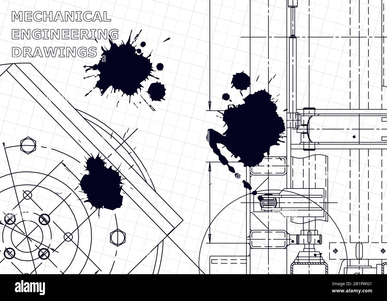 Vector engineering illustration. Instrument-making drawings. Mechanical ...