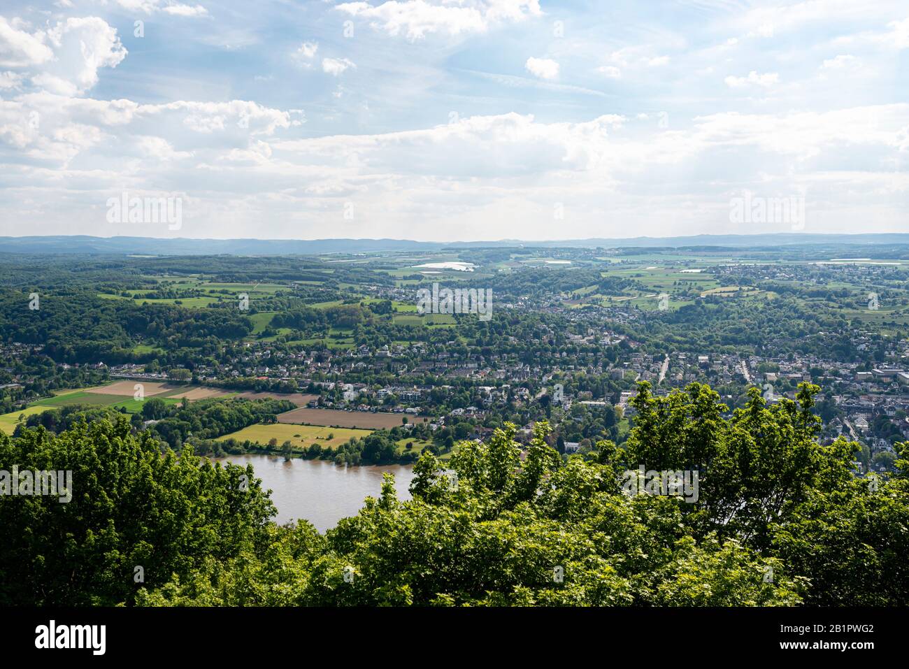 River Rhein in western Germany flowing along the city against the sky ...
