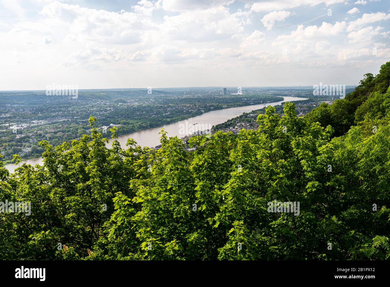 River Rhein in western Germany flowing along the city against the sky ...