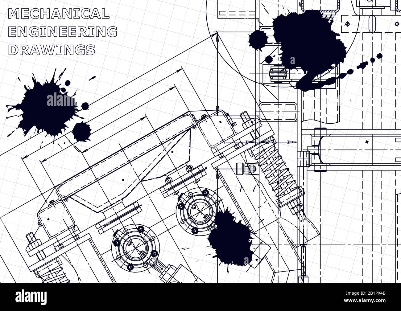 Machine-building industry. Black Ink. Blots. Computer aided design ...