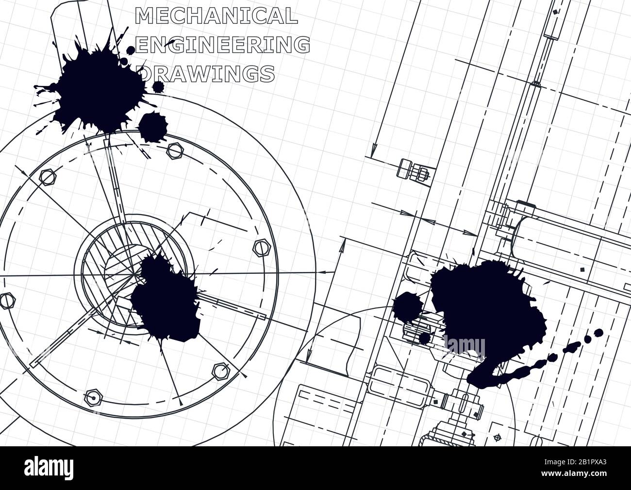 Cover, flyer, banner. Vector engineering illustration. Blueprint ...