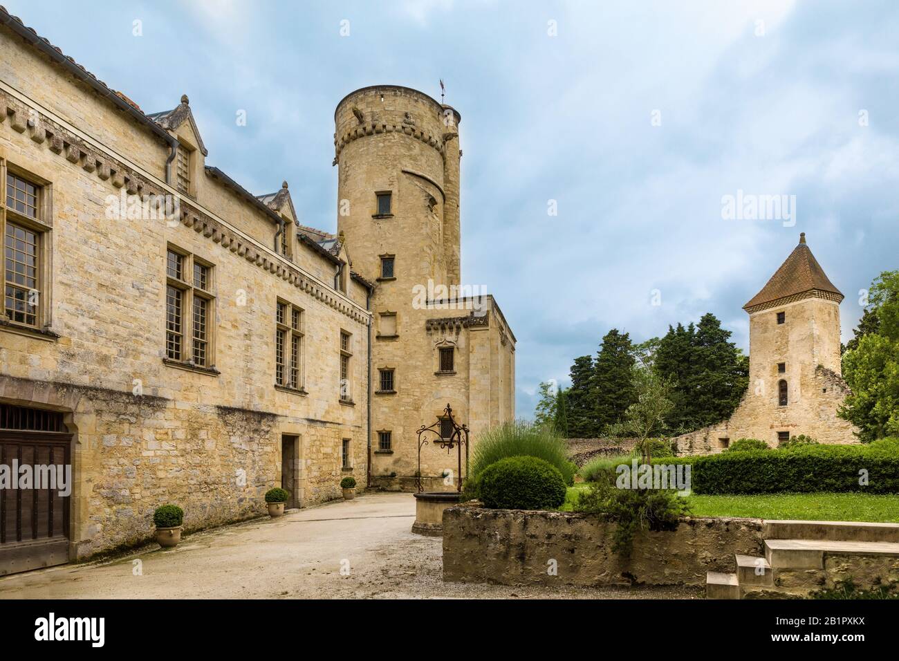 View on the facade of a medieval French chateau with property release ...