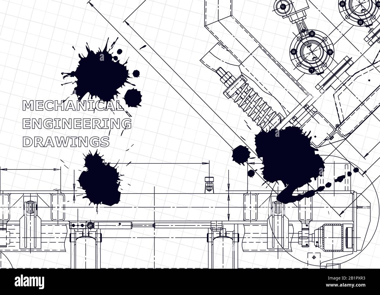 Technical abstract backgrounds. Vector engineering drawings. Black Ink ...