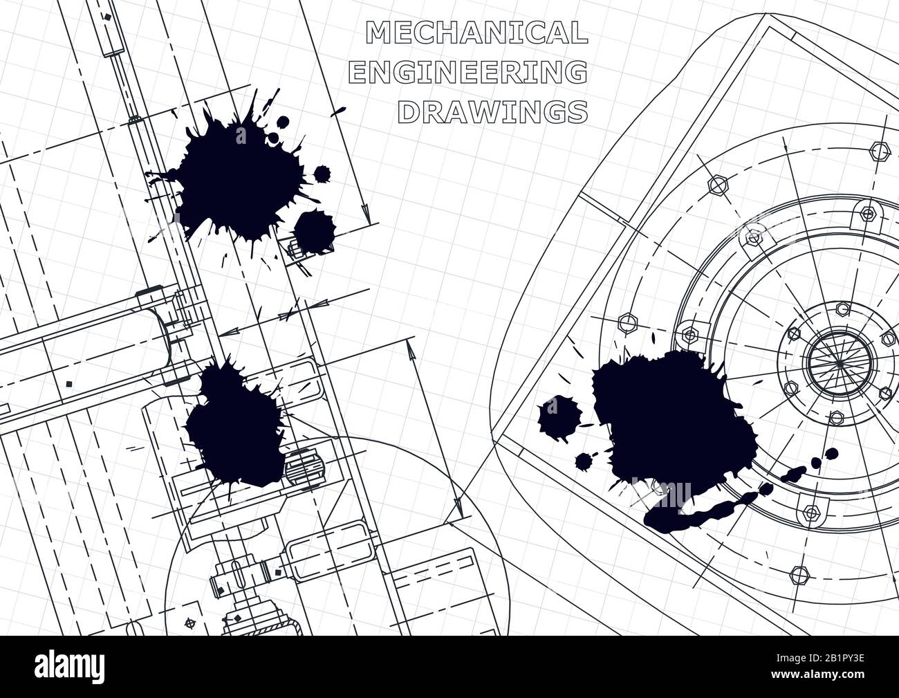Cover. Vector engineering drawings. Mechanical instrument making. Black ...