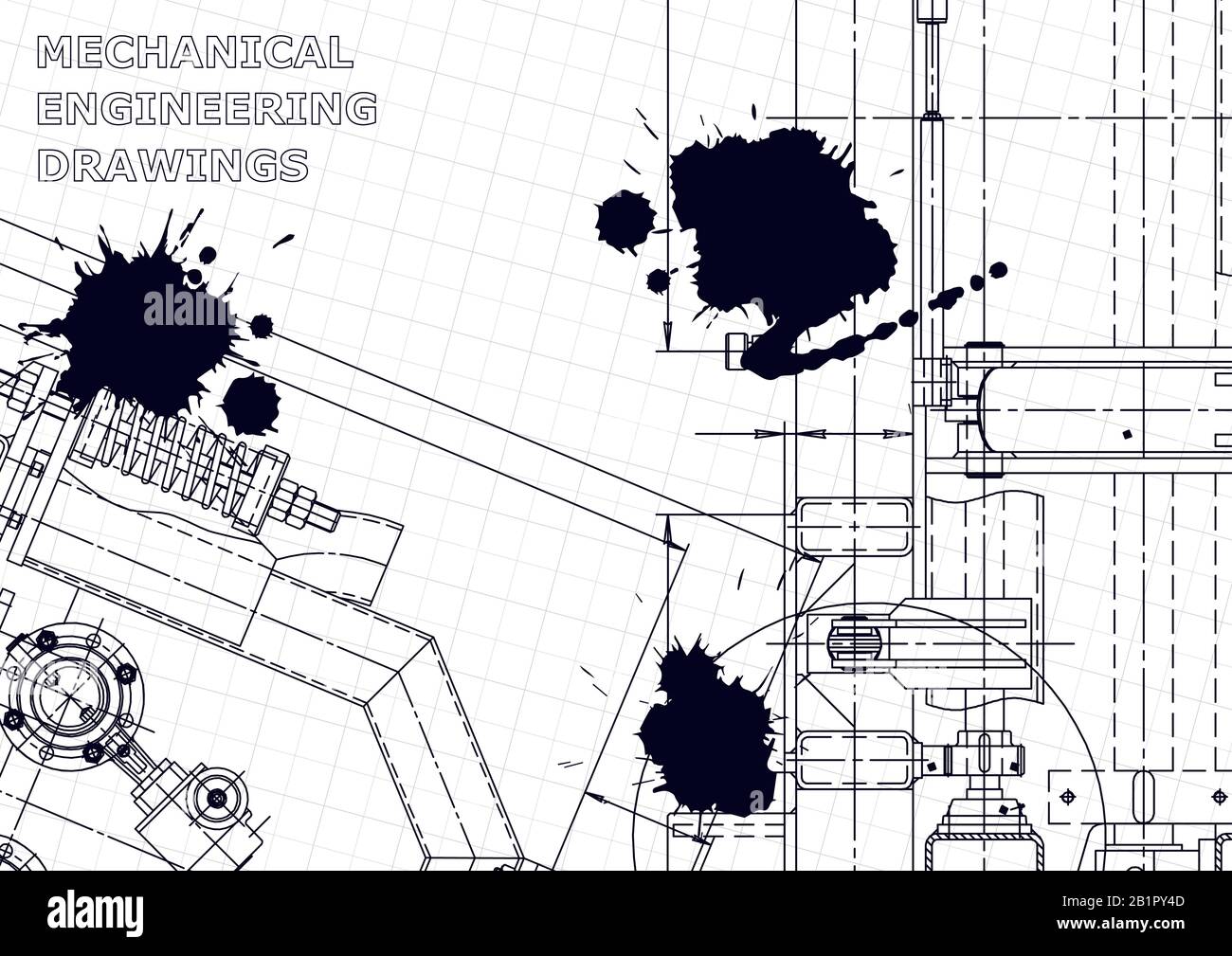 Machine-building industry. Mechanical engineering drawing. Black Ink ...