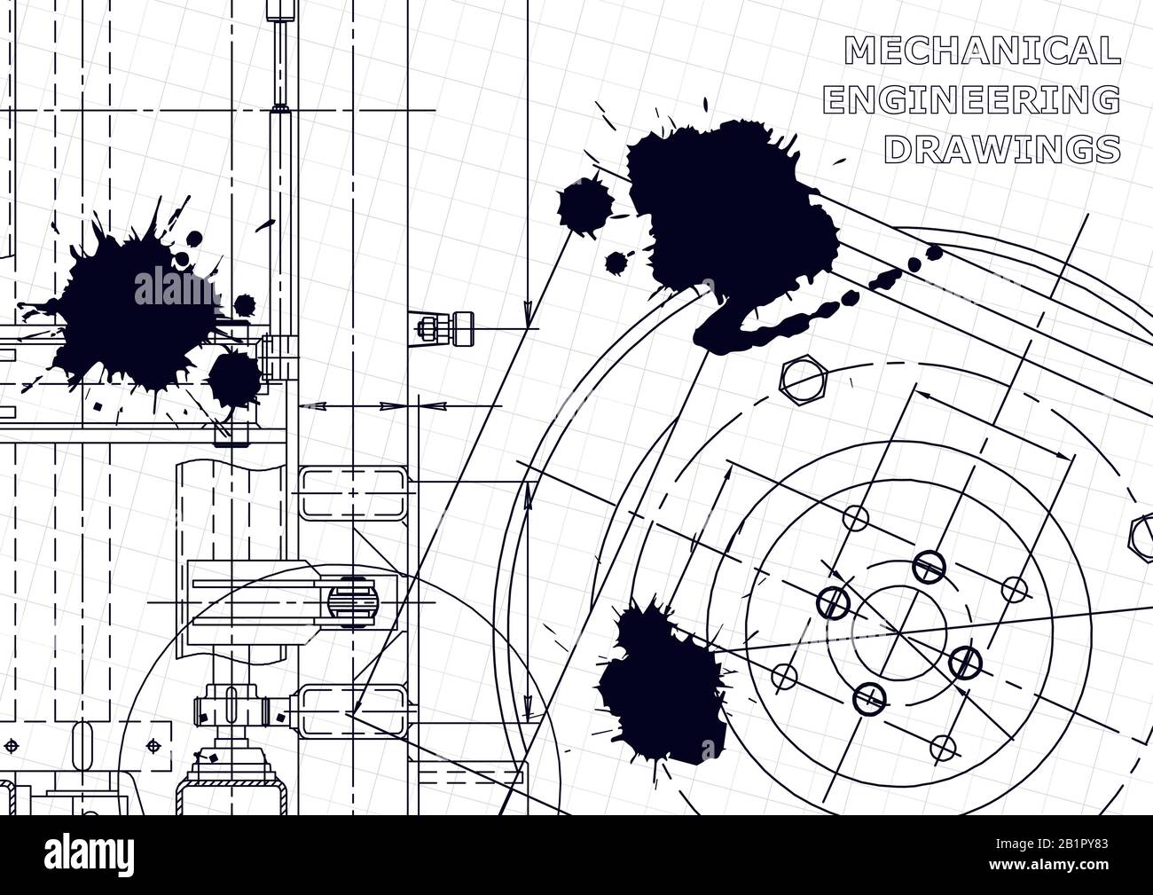 Mechanical instrument making. Technical background. Black Ink. Blots ...