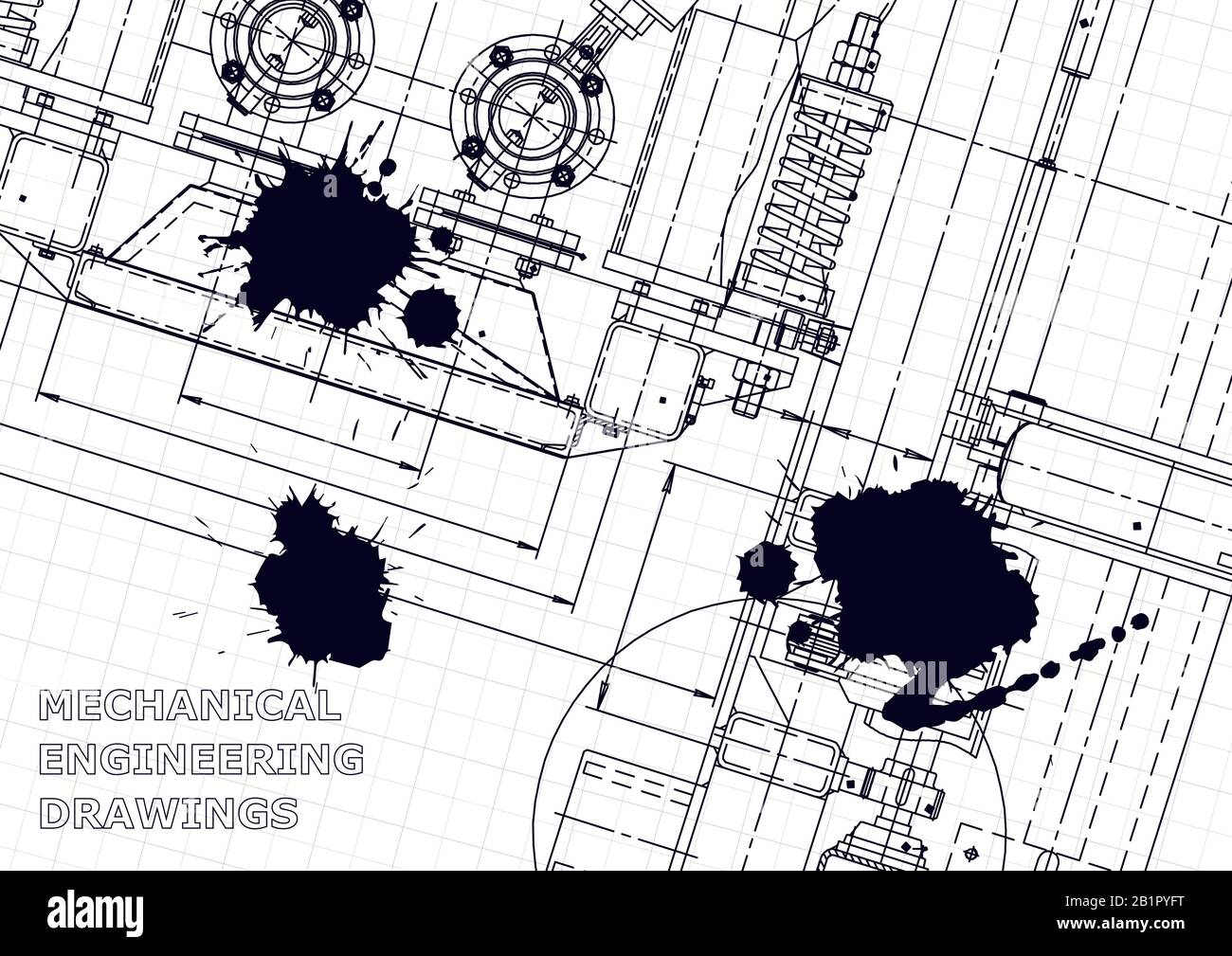 Sketch. Vector engineering illustration. Computer aided design system ...