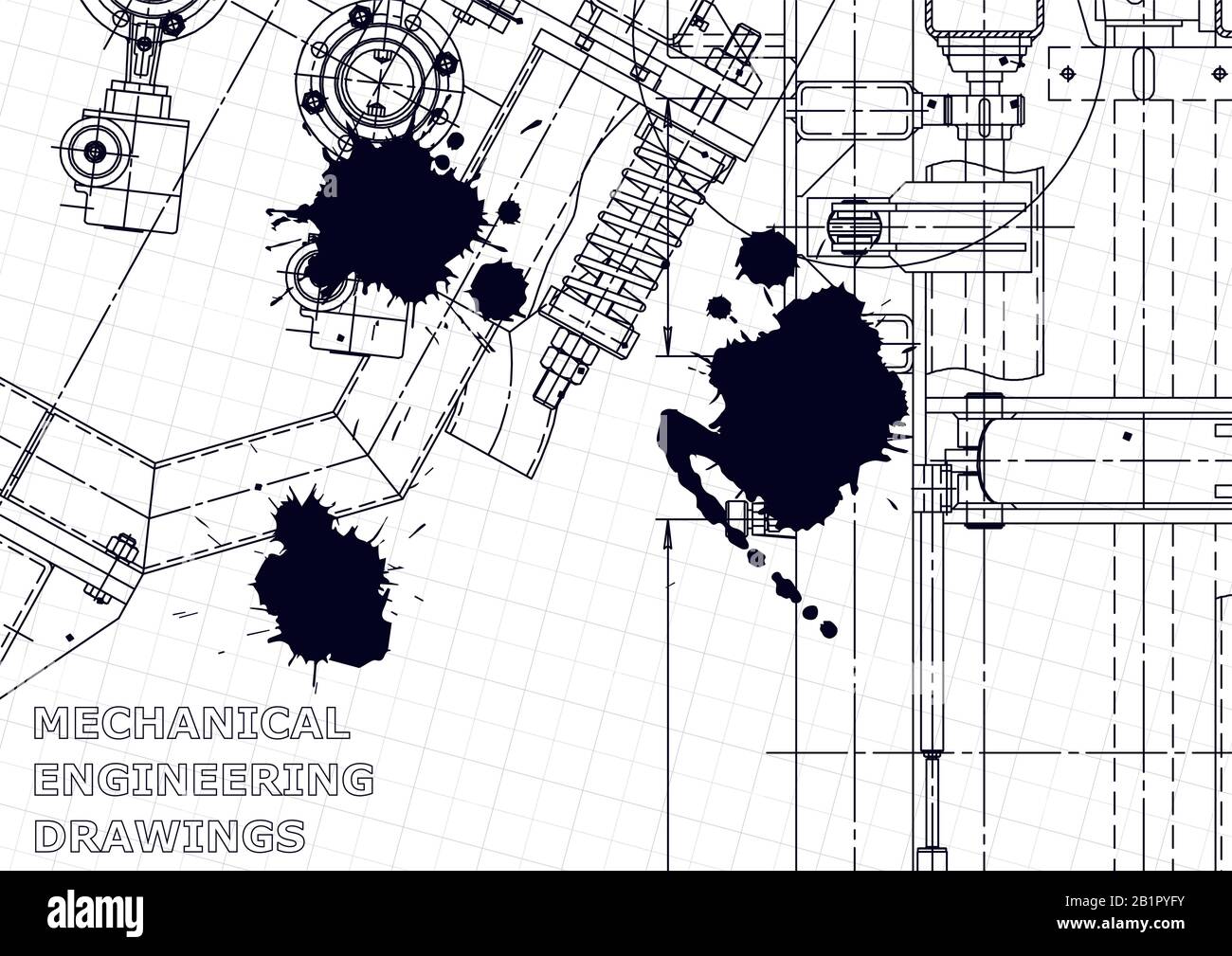 Vector engineering illustration. Mechanical engineering drawing ...