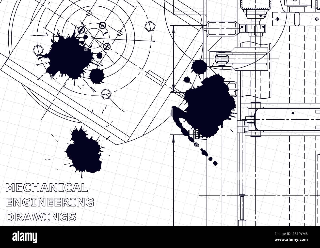 Vector engineering illustration. Instrument-making drawings. Mechanical ...