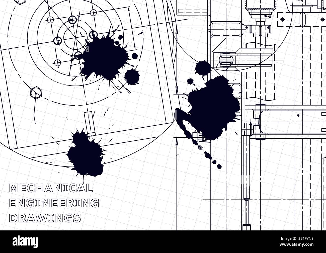 Vector engineering illustration. Instrument-making drawings. Mechanical ...