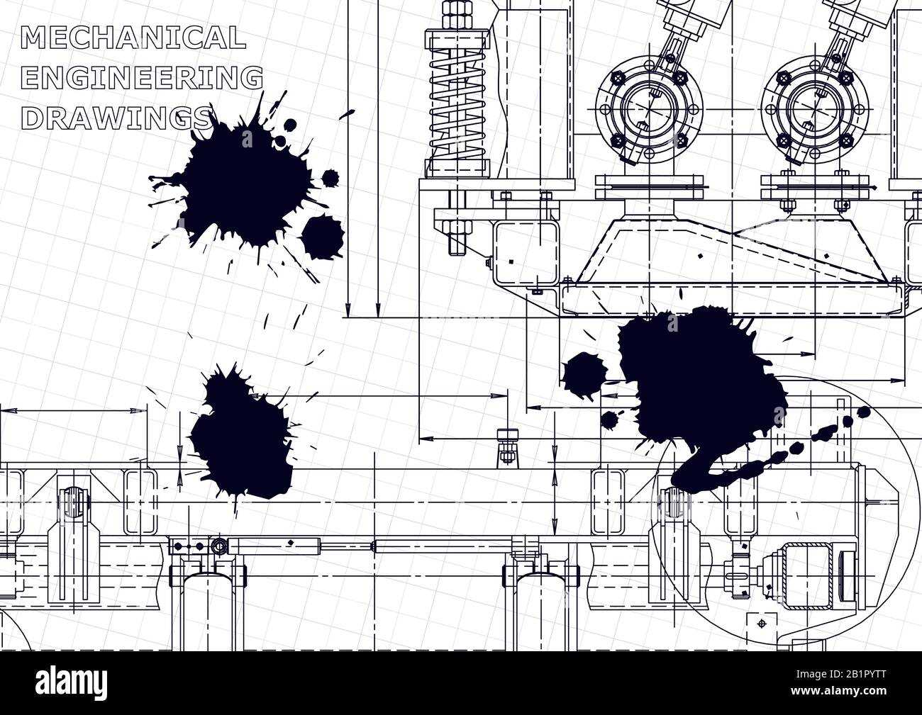 Technical abstract backgrounds. Vector engineering drawing. Black Ink ...