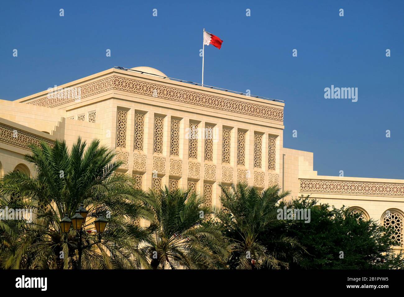 Flag of Bahrain on the Gorgeous Arabian Style Building in Manama ...