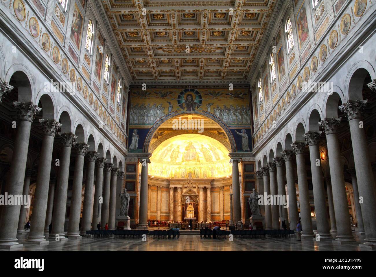 Rome, Italy. Interior of Papal Basilica of Saint Paul Outside the Walls ...