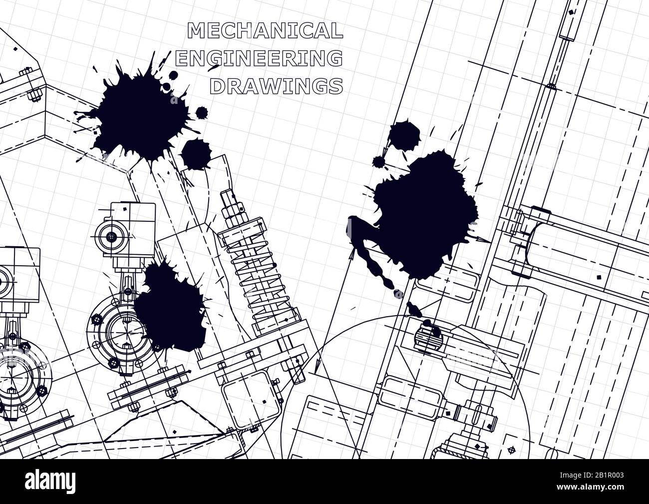 Vector engineering. Computer aided design systems. Black Ink. Blots ...