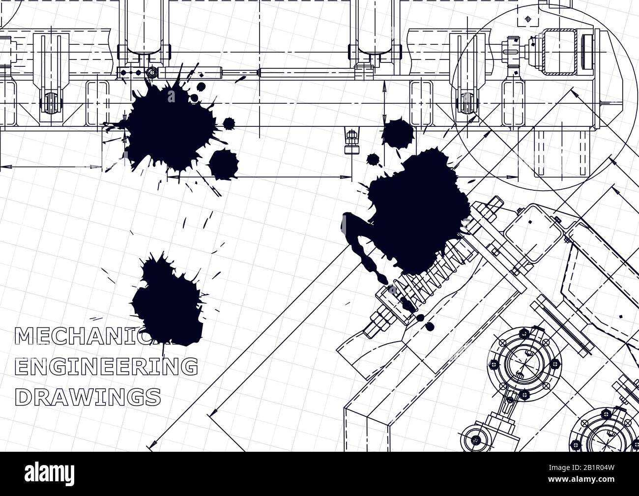 Technical abstract backgrounds. Vector engineering drawings. Black Ink ...