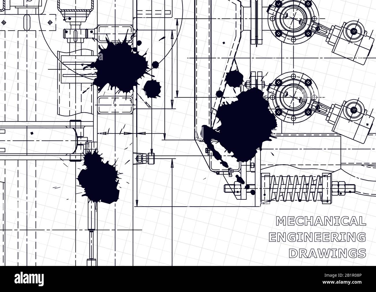Vector engineering illustration. Mechanical engineering. Black Ink ...