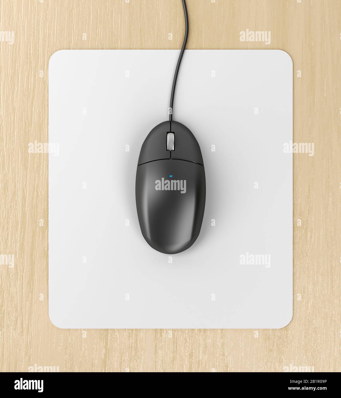 Black computer mouse on a mouse pad, top view Stock Photo - Alamy