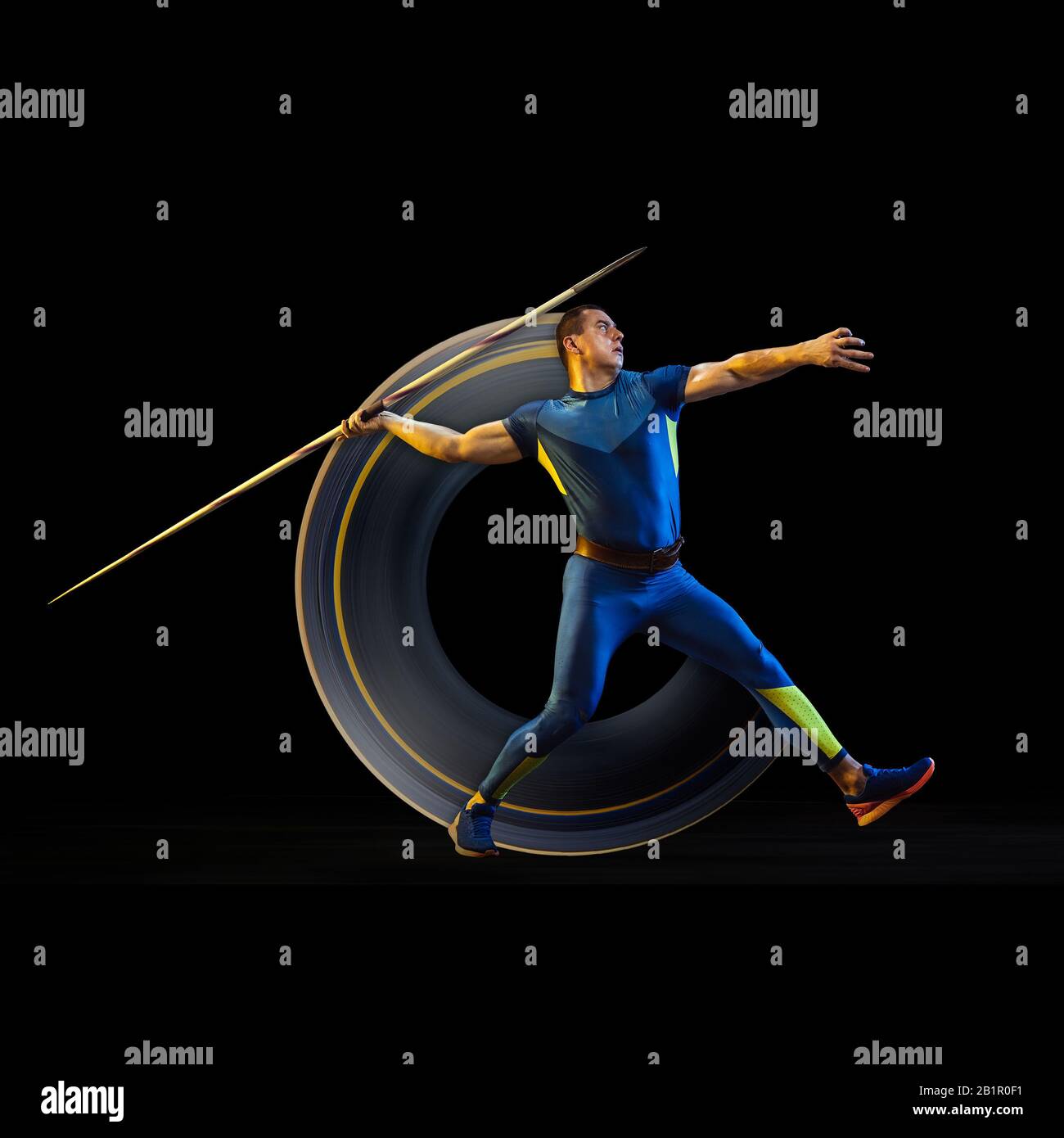 Concept of motion and action in sport. Young caucasian active and fit ...
