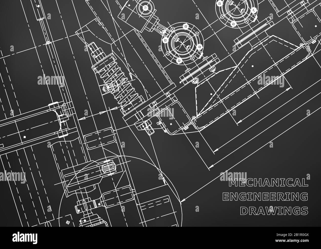 Blueprint. Vector engineering drawings. Mechanical instrument making ...