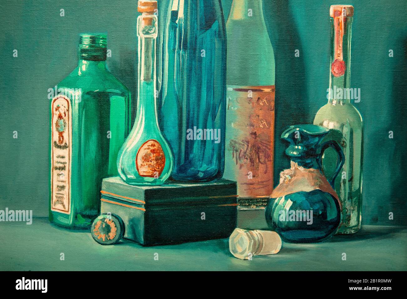 composition of several objects, oil painting, handmade Stock Photo - Alamy
