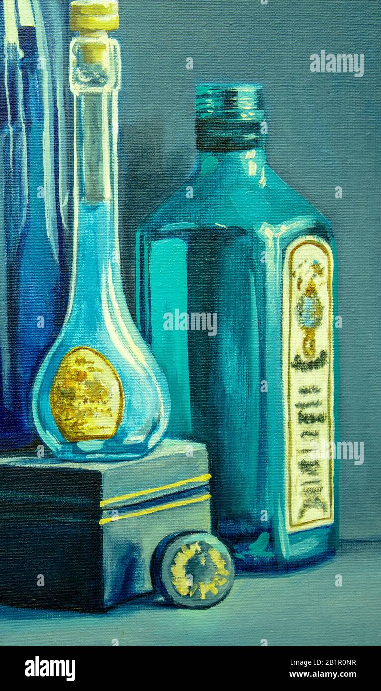 composition of several objects, oil painting, handmade Stock Photo - Alamy