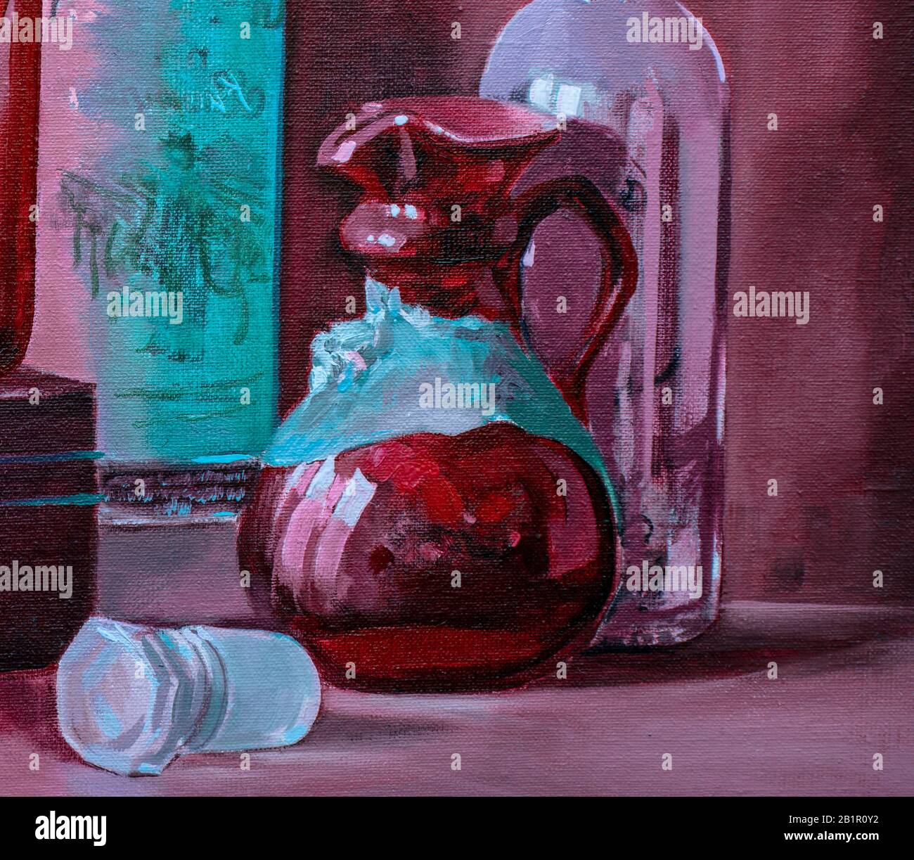 composition of several objects, oil painting, handmade Stock Photo - Alamy