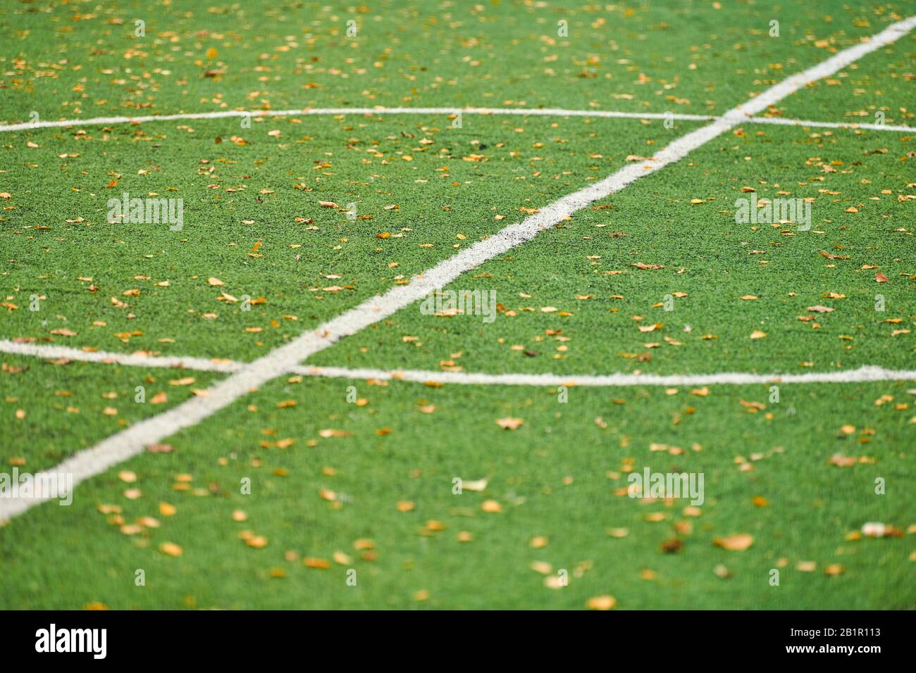 Artificial grass, sports field cover with marking. Artificial turf used ...