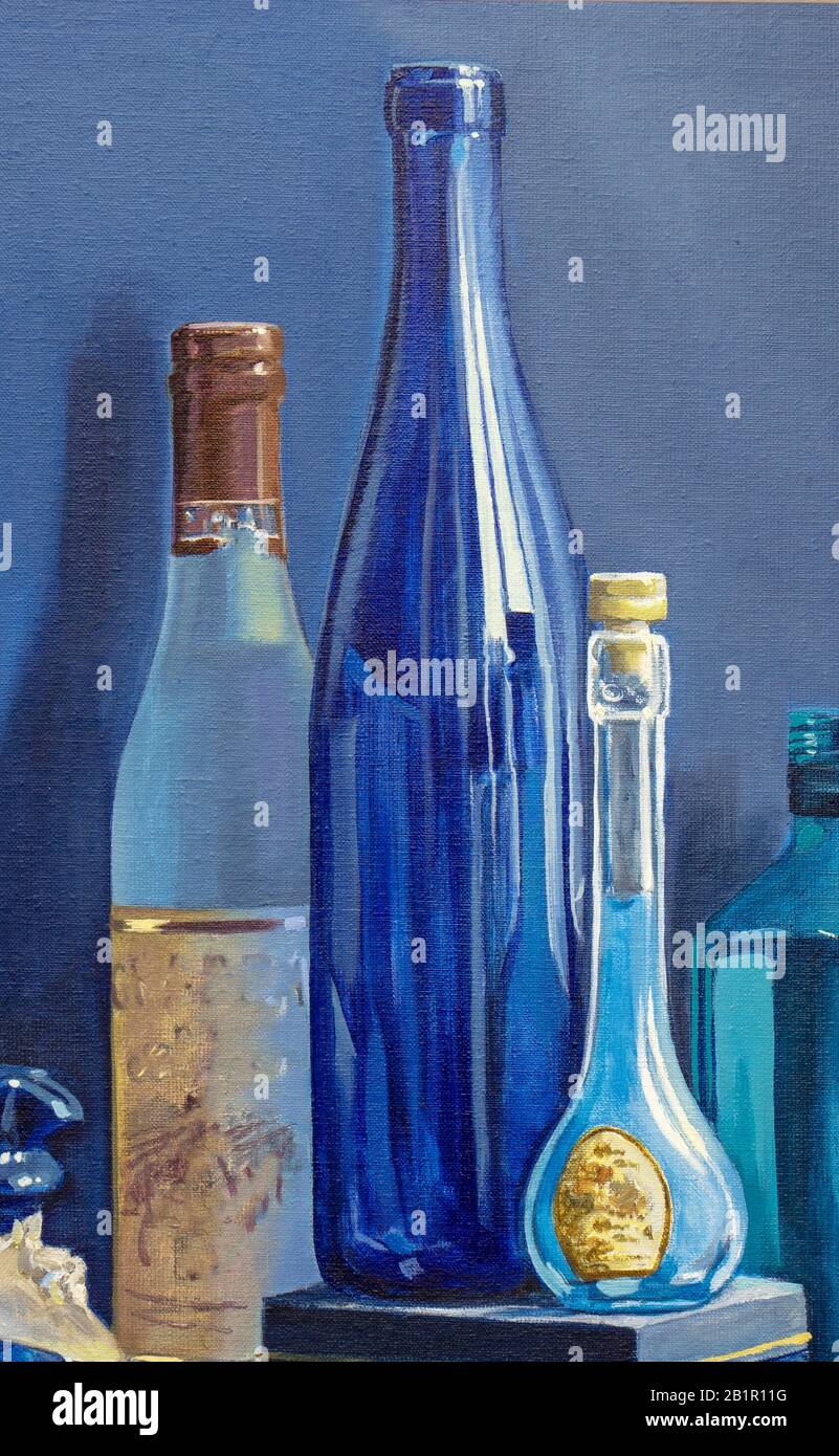 composition of several objects, oil painting, handmade Stock Photo - Alamy