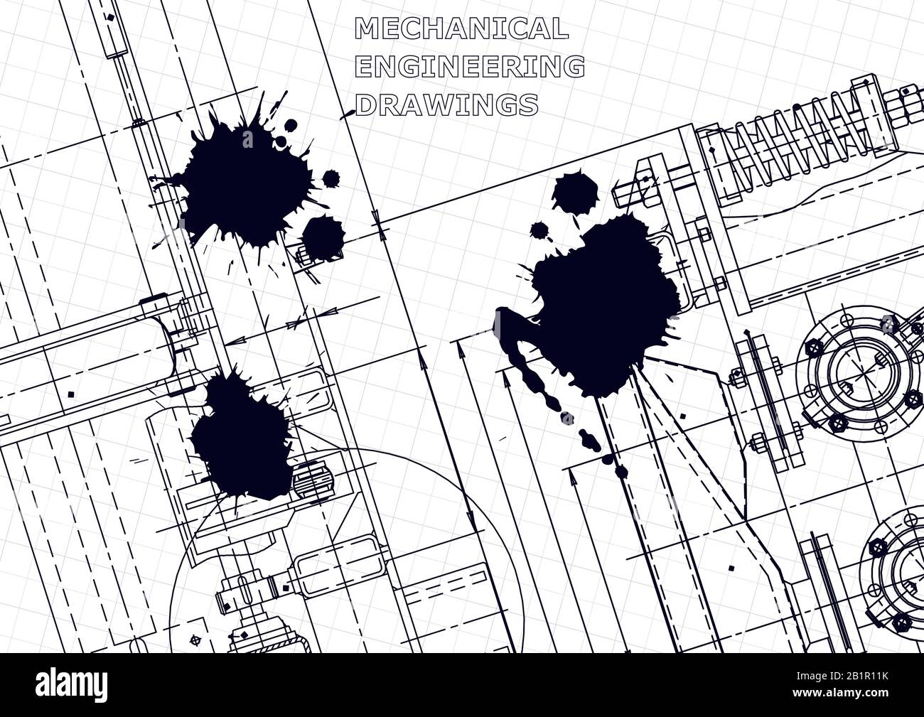 Vector engineering drawings. Mechanical instrument making. Black Ink ...