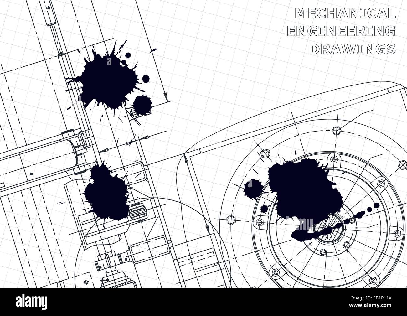 Cover. Vector engineering drawings. Mechanical instrument making. Black ...
